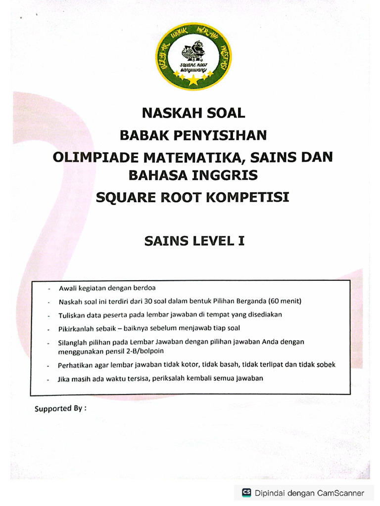 SAINS LEVEL 1 SQUARE ROOT 2024 | PDF