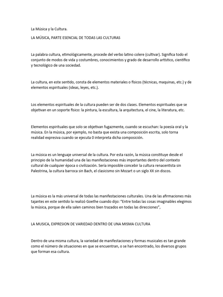 Música: Pilar Universal y Cultural | PDF | Composiciones Musicales ...