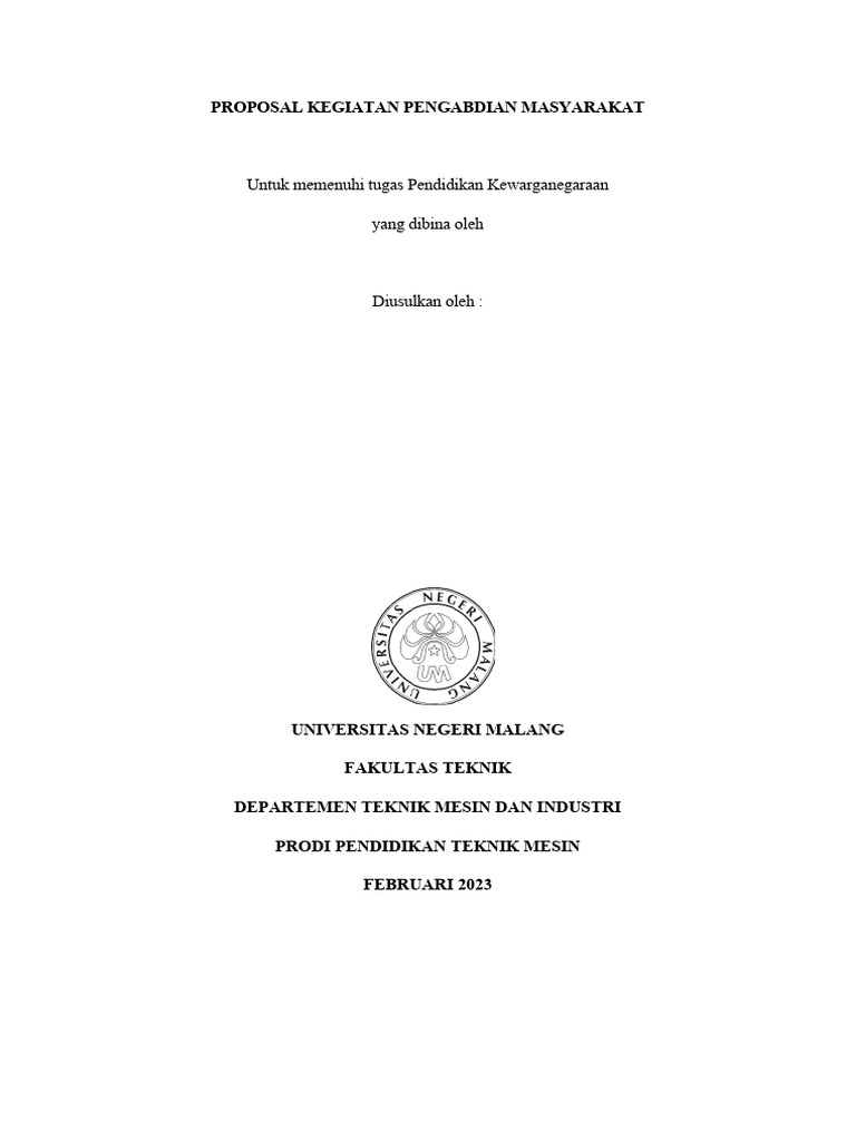 PROPOSAL KEGIATAN PENGABDIAN MASYARAKAT | PDF