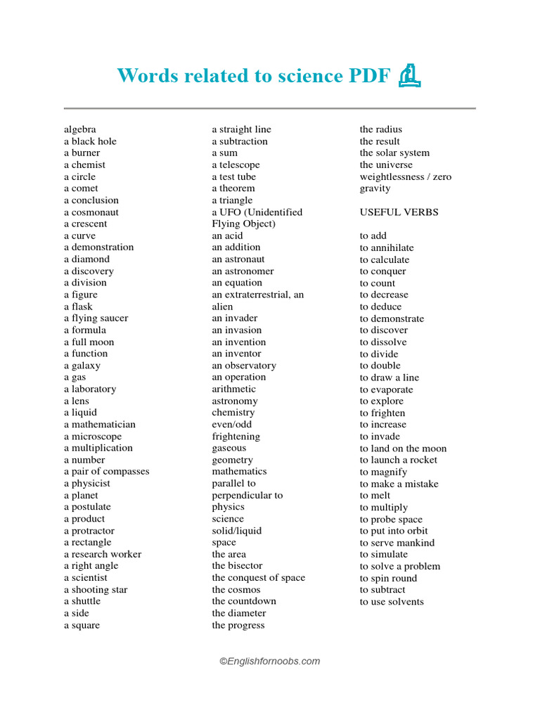 Words Related To Science | PDF | Extraterrestrial Life | Moon
