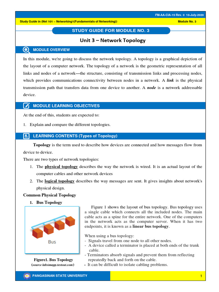 Net 101 Study Guide Module 3 1 | PDF | Network Topology | Computer Network