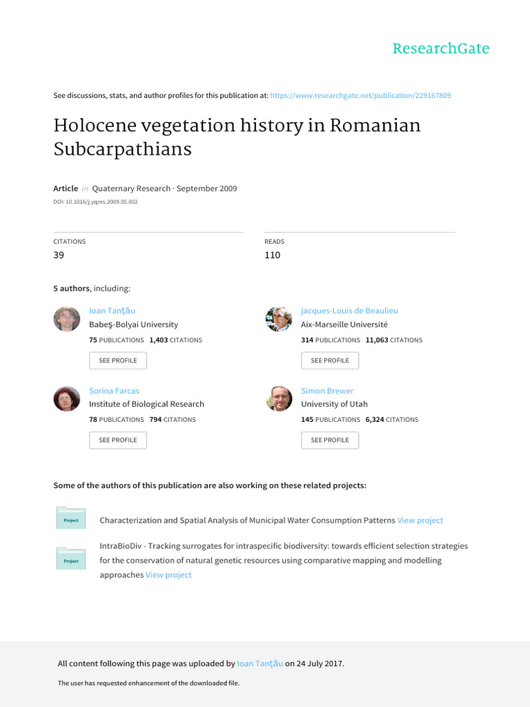6 - Tantau Etal - Bisoca - QR - 2009 | PDF | Holocene | Forests