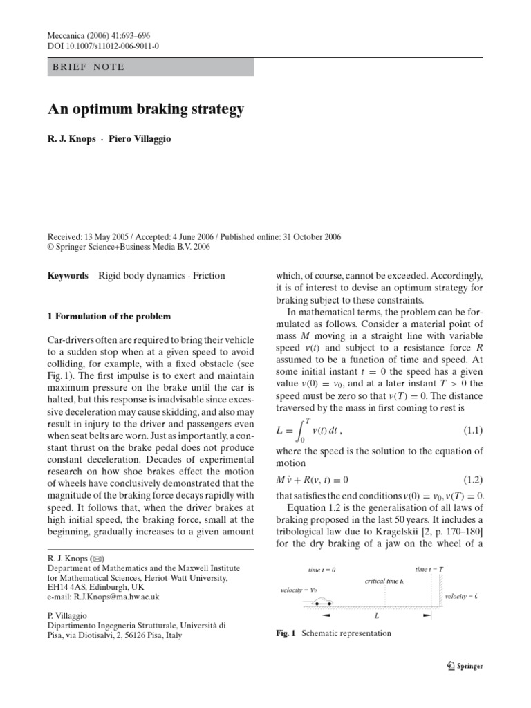 An Optimum Braking Strategy | PDF | Brake | Force