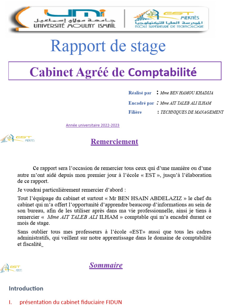 rapport de stage | PDF | Comptabilité | Impôts