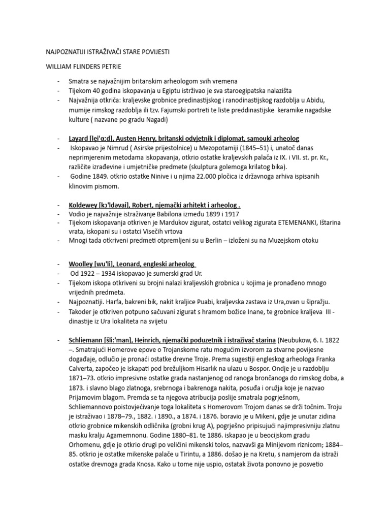 Najpoznatiji Istraživači Stare Povijesti | PDF