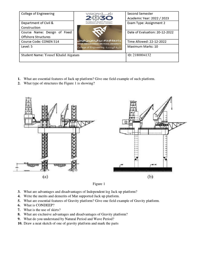 Assignment 2 (Design of Fixed Offshore Structures) | PDF | Foundation (Engineering) | Concrete
