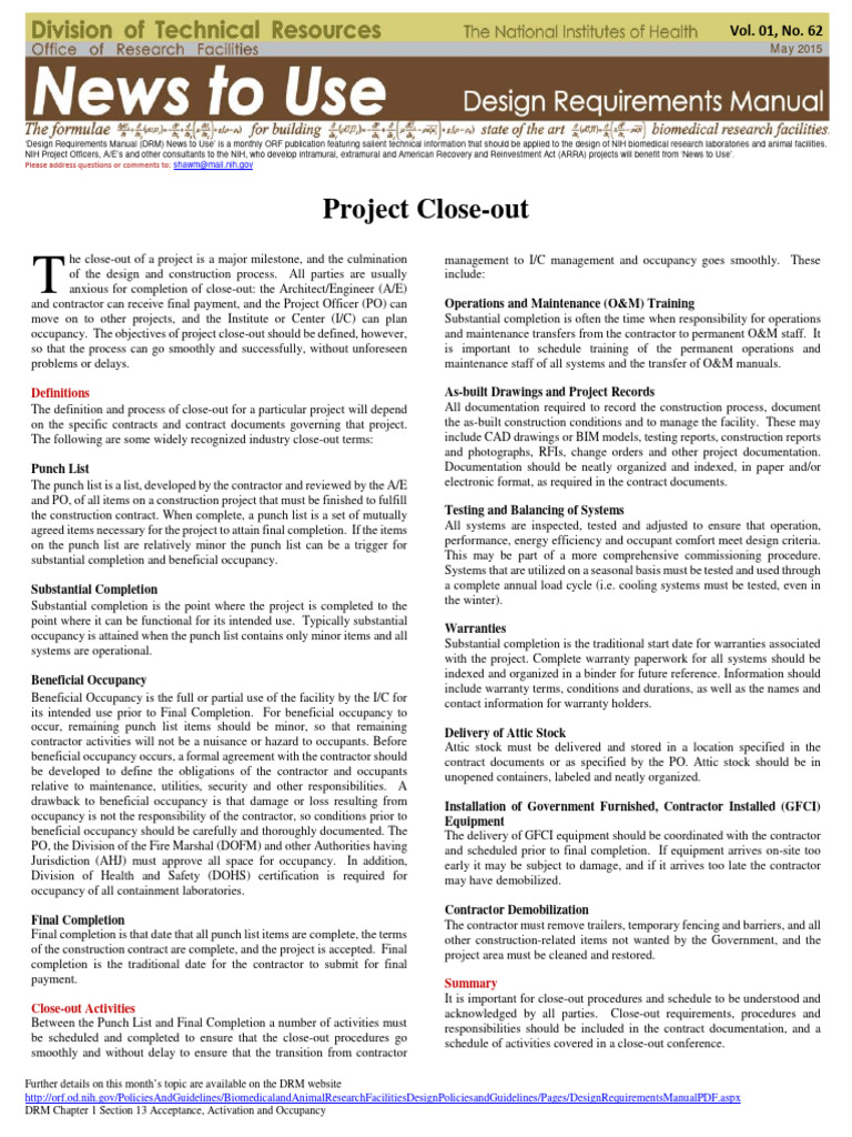 Sample Project Closeout Template | PDF | National Institutes Of Health
