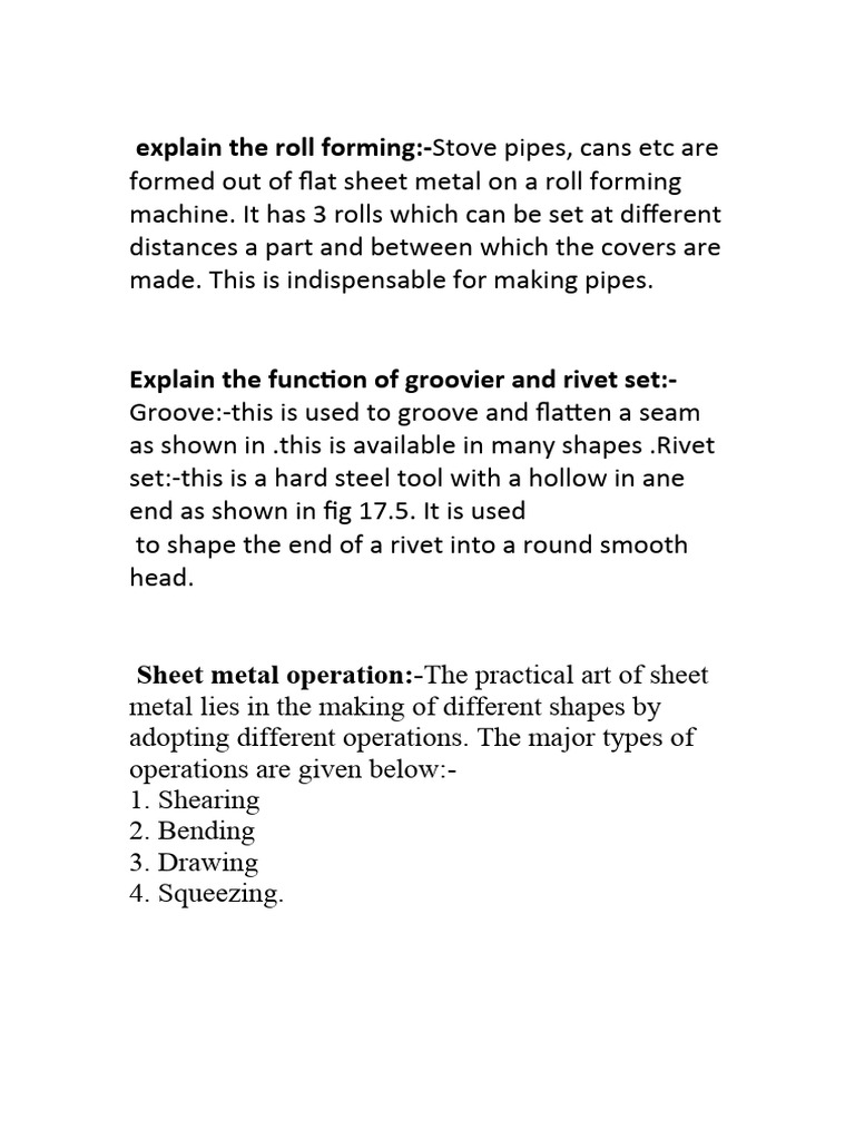 Roll Forming & Sheet Metal Operations | PDF