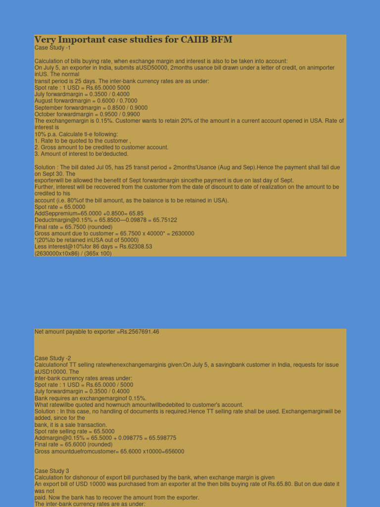 Very Important Case Studies For CAIIB BFM | PDF | Japanese Yen | United ...
