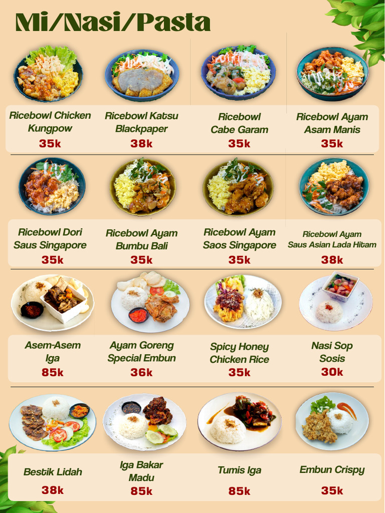Embun Senja Coffee Menu Overview | PDF | Foods | Drink