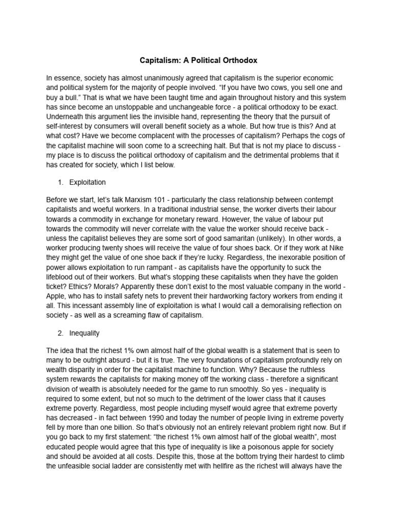 Critique of Capitalism's Flaws | PDF | Capitalism | Economic Inequality
