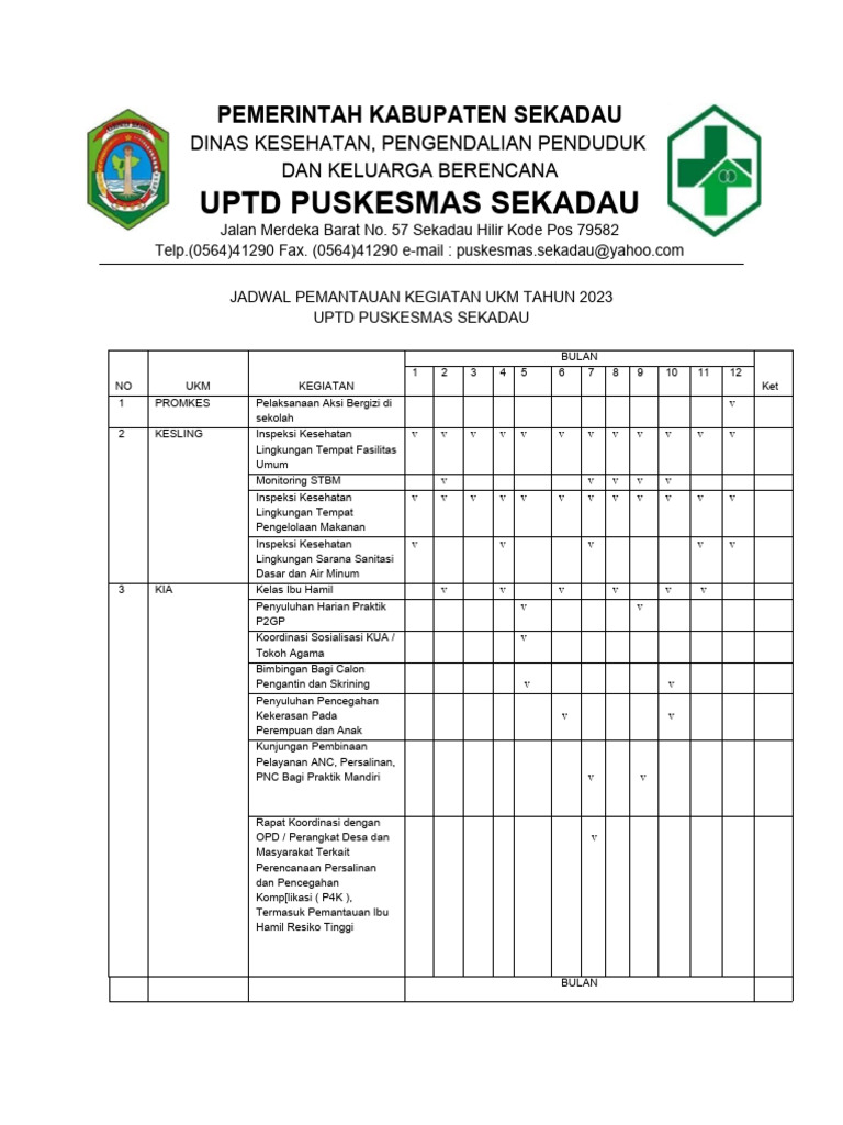 Jadwal - Pemantauan - Kegiatan - Ukm - 2023 - Oke Tanda Tangan | PDF | Pengembangan Diri ...