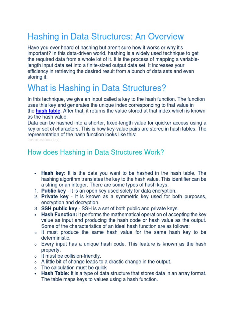 Hashing in Data Structures | Download Free PDF | Key (Cryptography) | Database Index