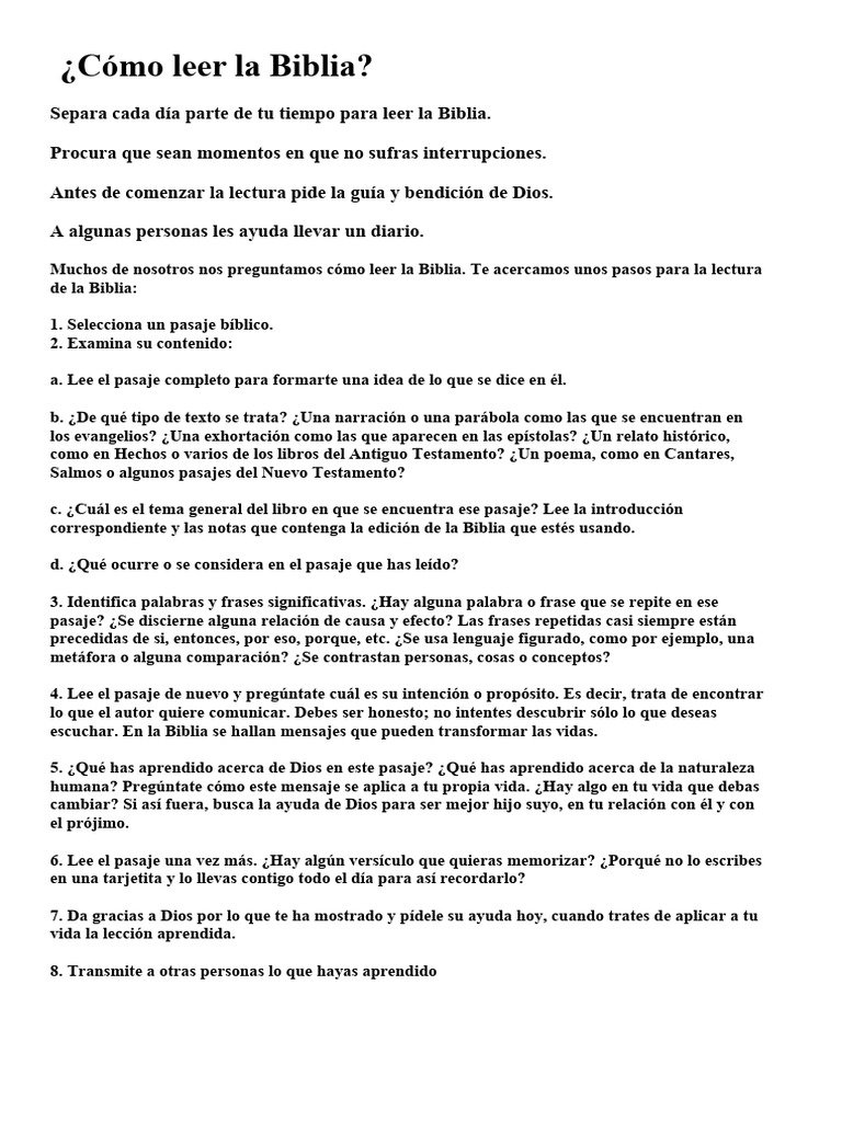 Cómo Leer La Biblia Pdf Biblia Contenido Bíblico