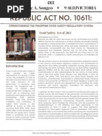RA 10611 or The Food Safety Act of 2013 | PDF | Food Safety | Foods