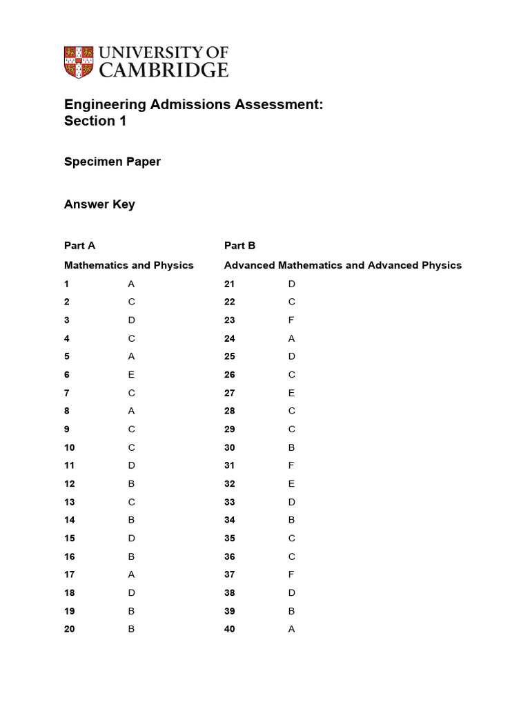 Engaa s1 Specimen Answer Key 2019 | PDF