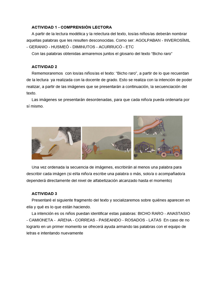 Actividades Bicho Raro | PDF