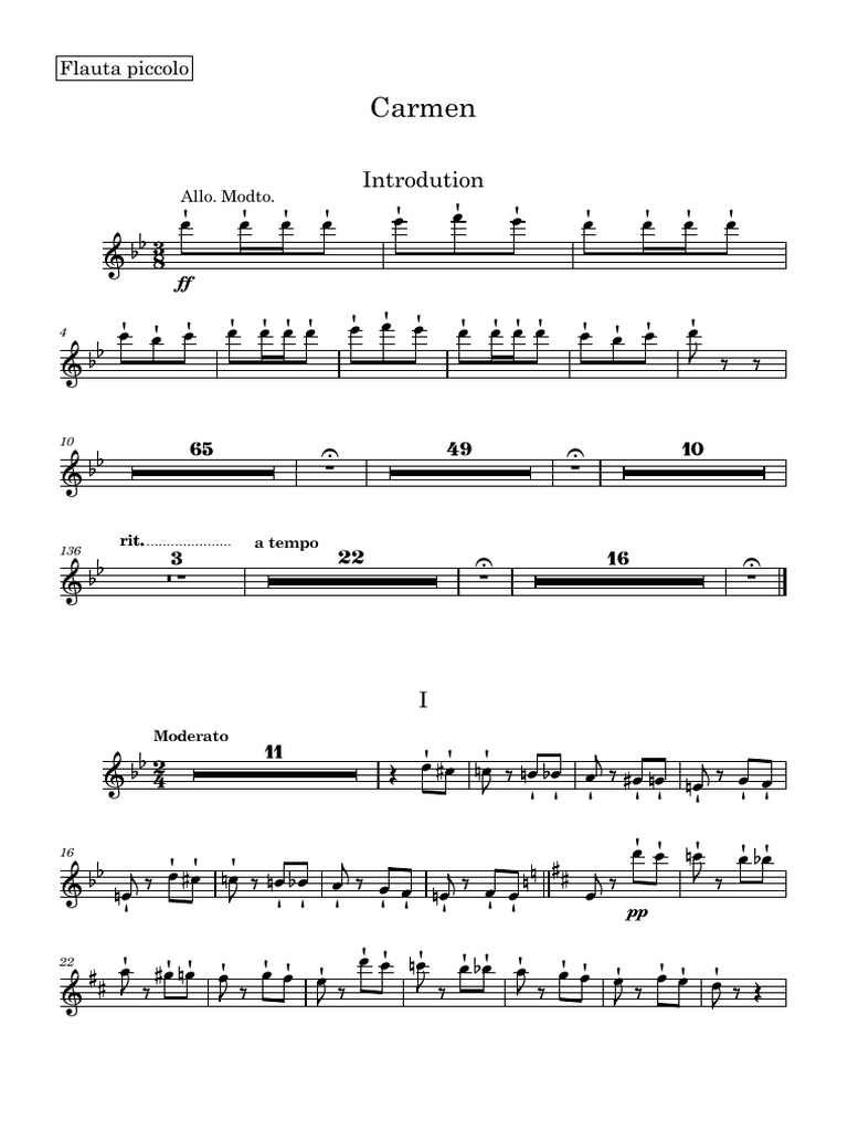 01 - Flauta piccolo - Carmen | PDF | Tempo | Musical Forms