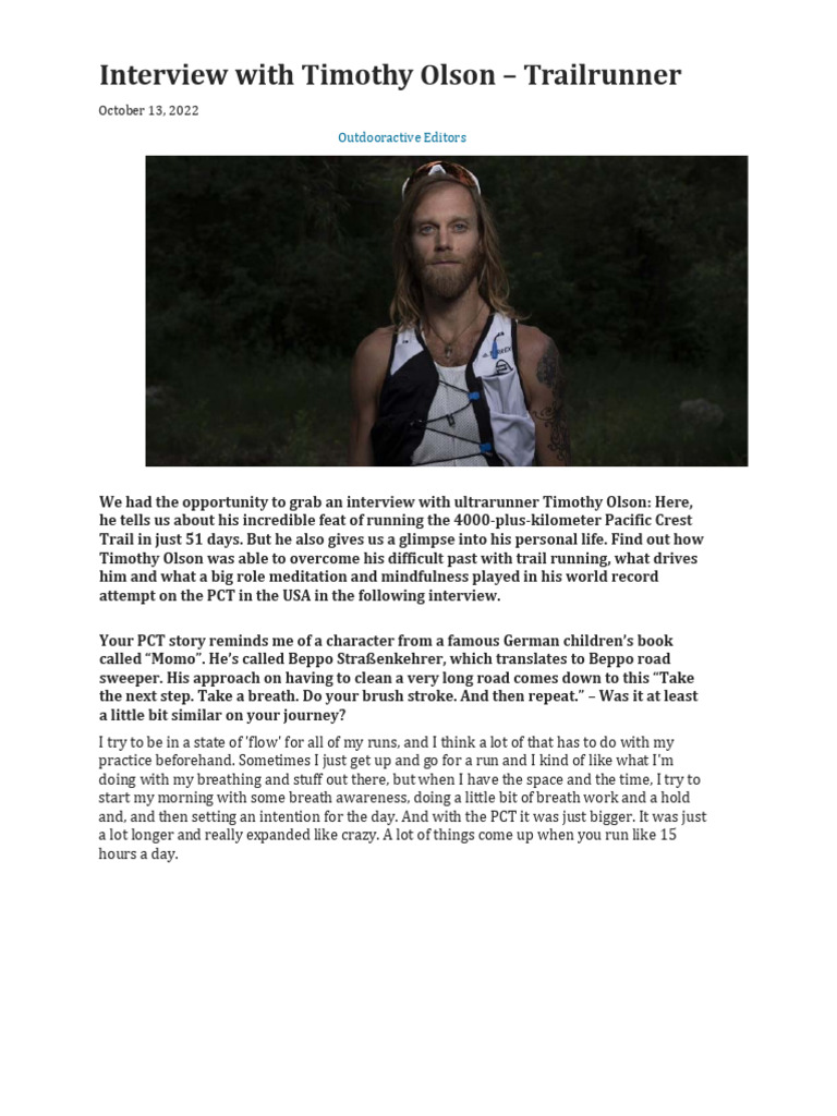 Interview With Timothy Olson | PDF | Meditation | Mindfulness