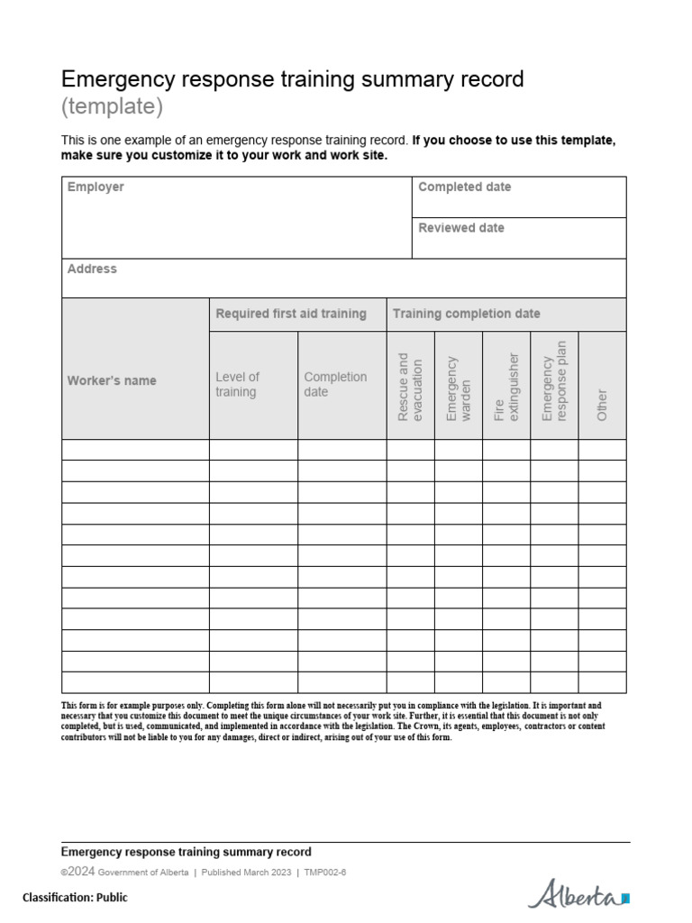 Emergency Response Training Summary Record TEMPLATE | PDF | Justice | Crime & Violence