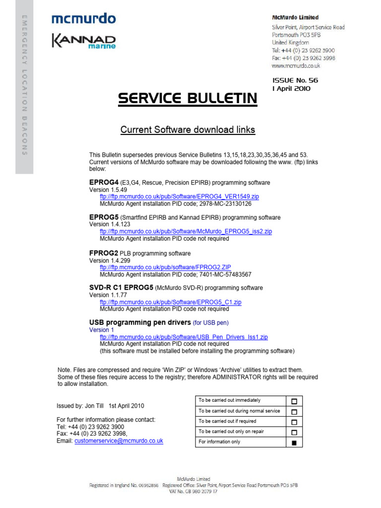 Service Bulletin 56 Software Download Links | PDF | Computing ...