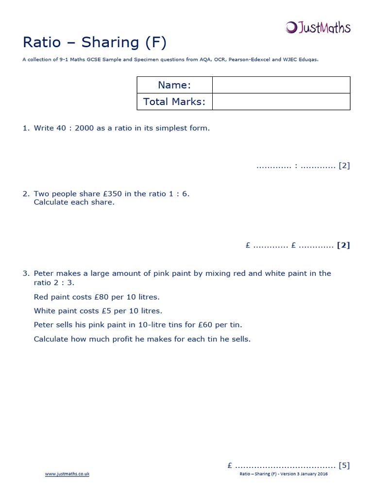 Ratio F Ratio 1 v3 | PDF | Qualifications