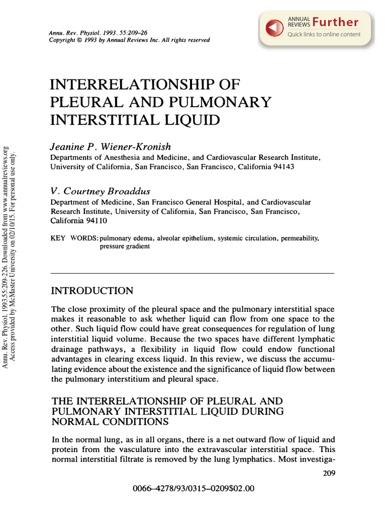 Interrelation Interstitial and Pleural Fluid | PDF | Lung | Angiology