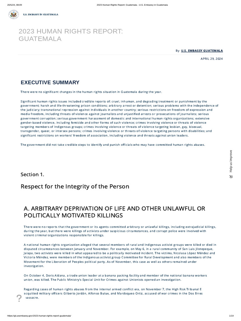 2023 Human Rights Report Guatemala | PDF | Refugee | Prosecutor