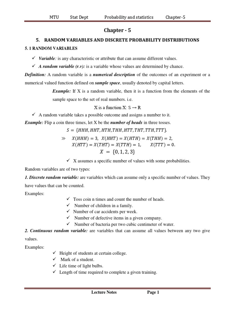 Chapter 5 Prob | PDF | Probability Distribution | Random Variable
