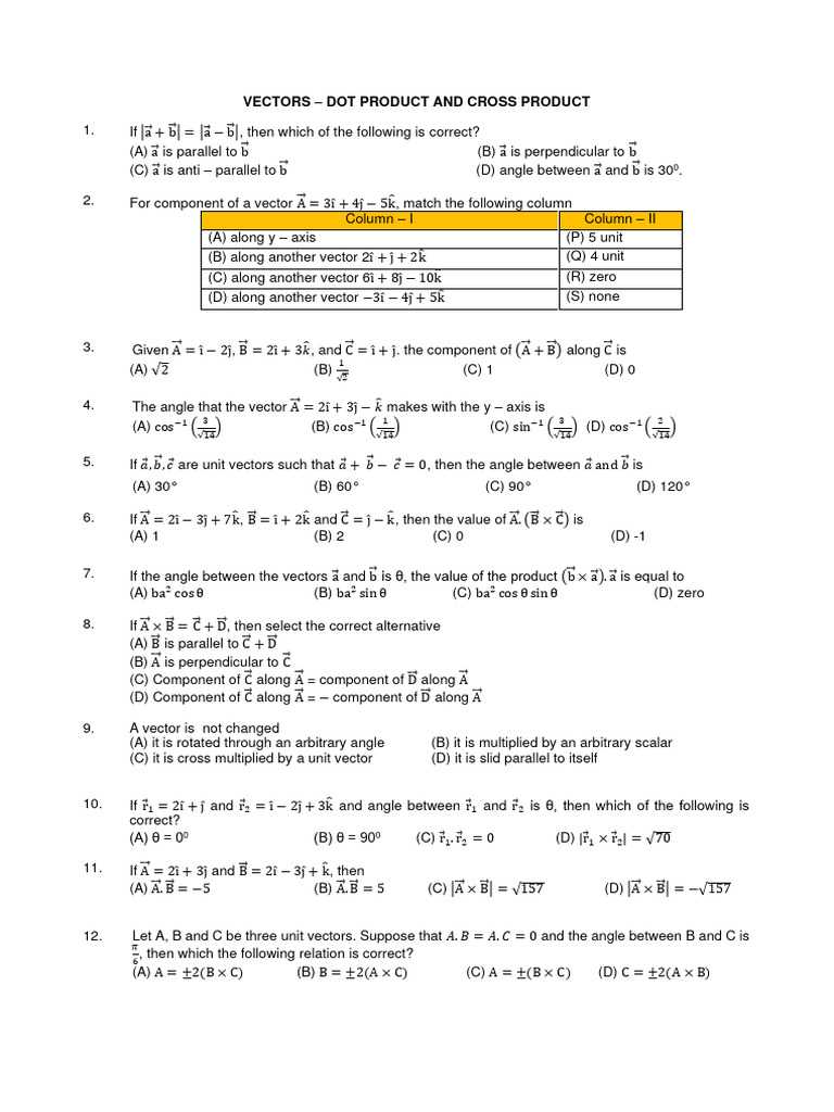 CPP - Vector DOT AND CROSS PRODUCT | Download Free PDF | Euclidean Vector | Mathematical Physics