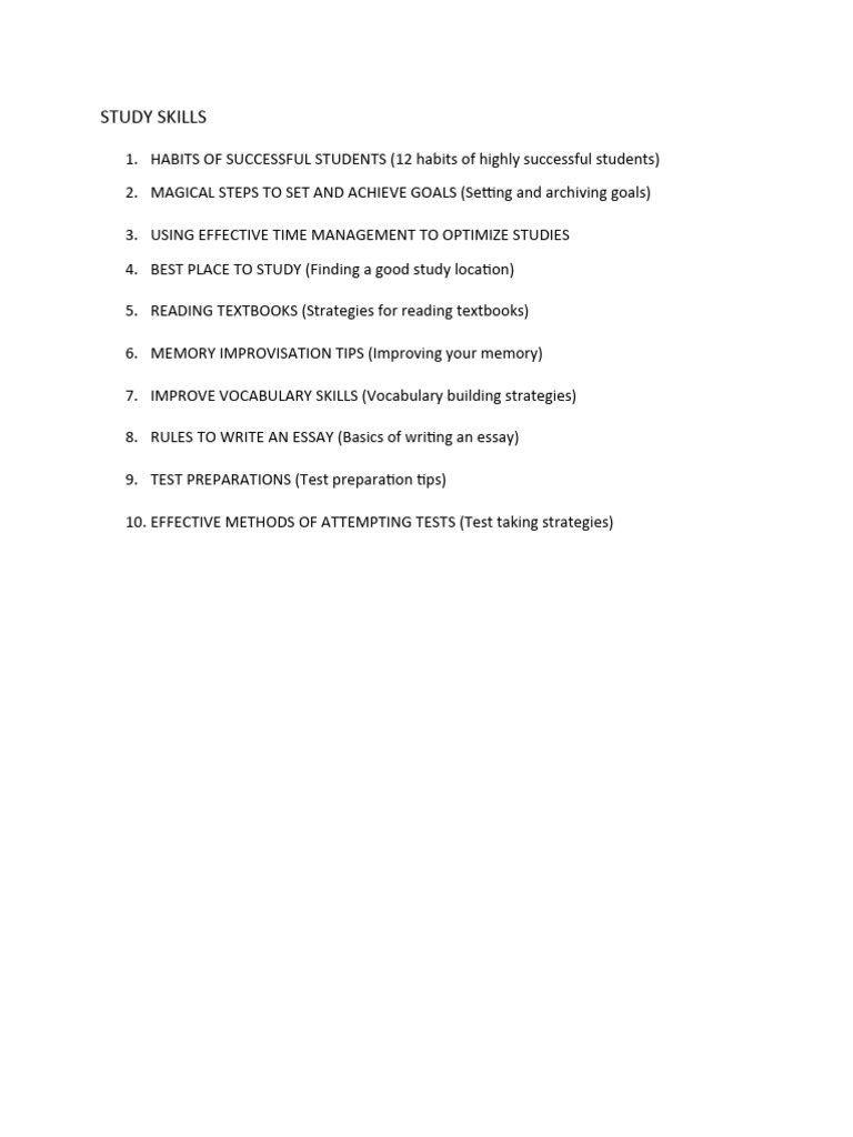 STUDY SKILLS | PDF | Vocabulary | Memory