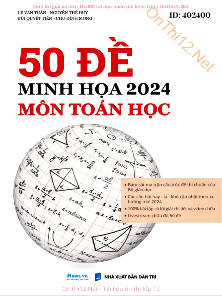 50 de Minh Hoa Mon Toan Moon 2024-1 | PDF