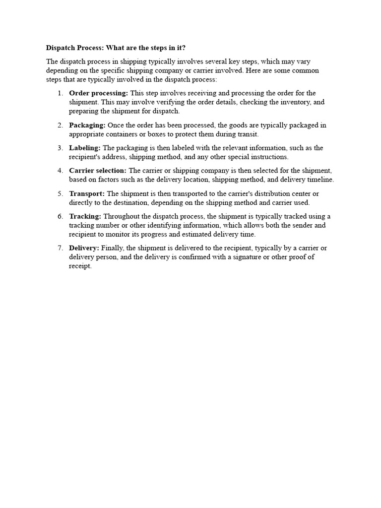Shipping Dispatch Steps Guide | PDF | Business | Law