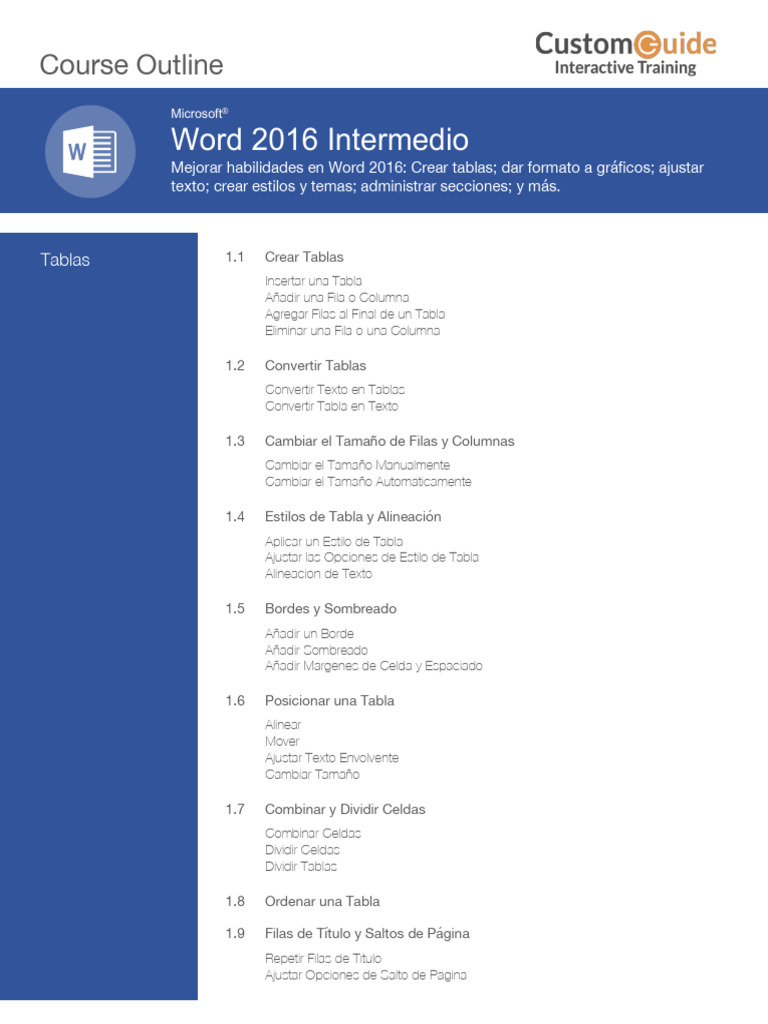 Word 2016 Intermedio Esquema | PDF | Microsoft Word | Software