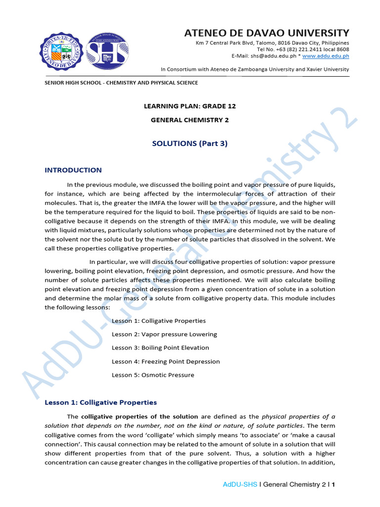 LC9 - Solutions (Part 3) - AY2023-24 | PDF | Solvation | Electrolyte