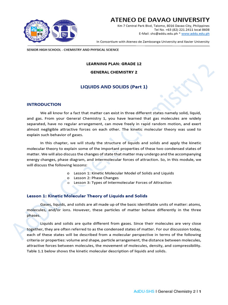 LC5 - Liquids and Solids (Part 1) - AY2023-24 | PDF | Chemical Polarity ...