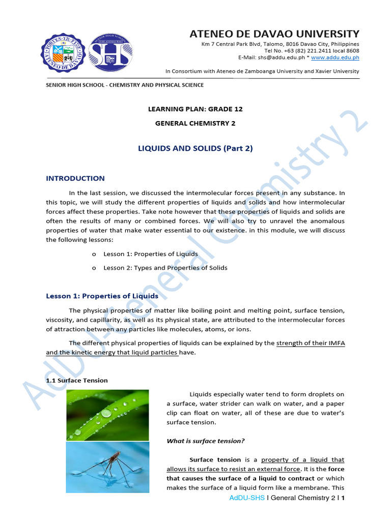 LC6 - Liquids and Solids (Part 2) - AY23-24 | PDF | Solid | Liquids