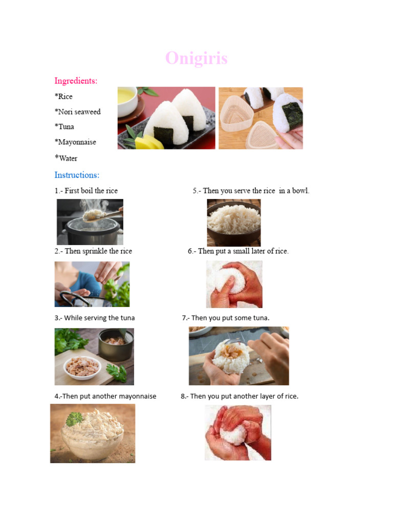 Onigiris: Ingredients | PDF | Cooking, Food & Wine | Home & Garden