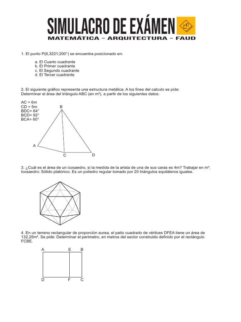Simulacro Matematica 1 | PDF