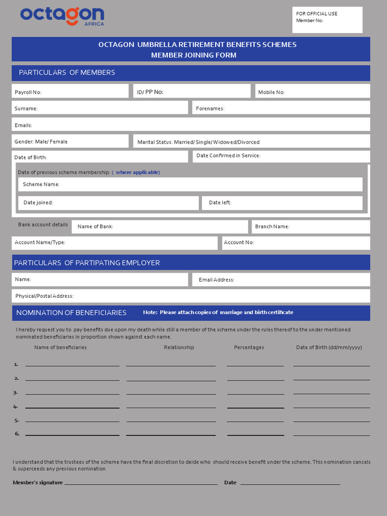 (Member) Umbrella Fund Joining Form | PDF | Law