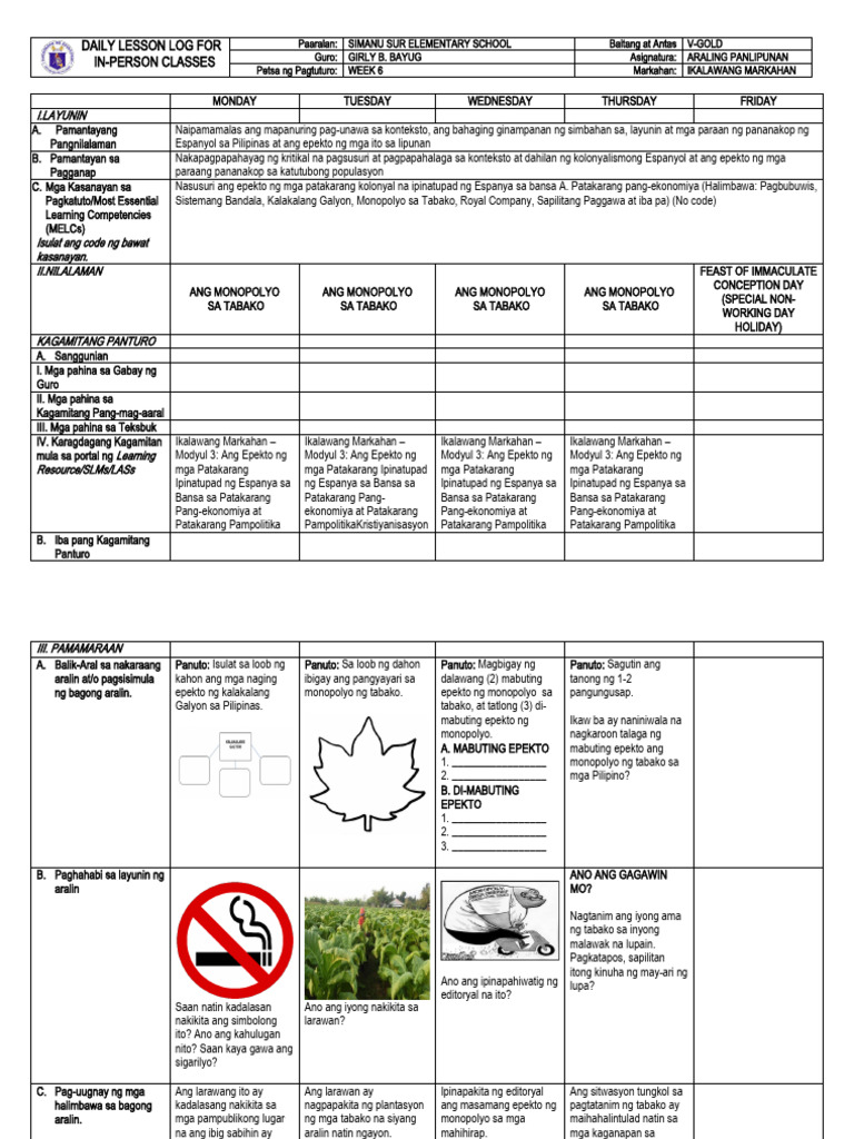 G5 Q2W6 DLL AP (MELCs) | PDF