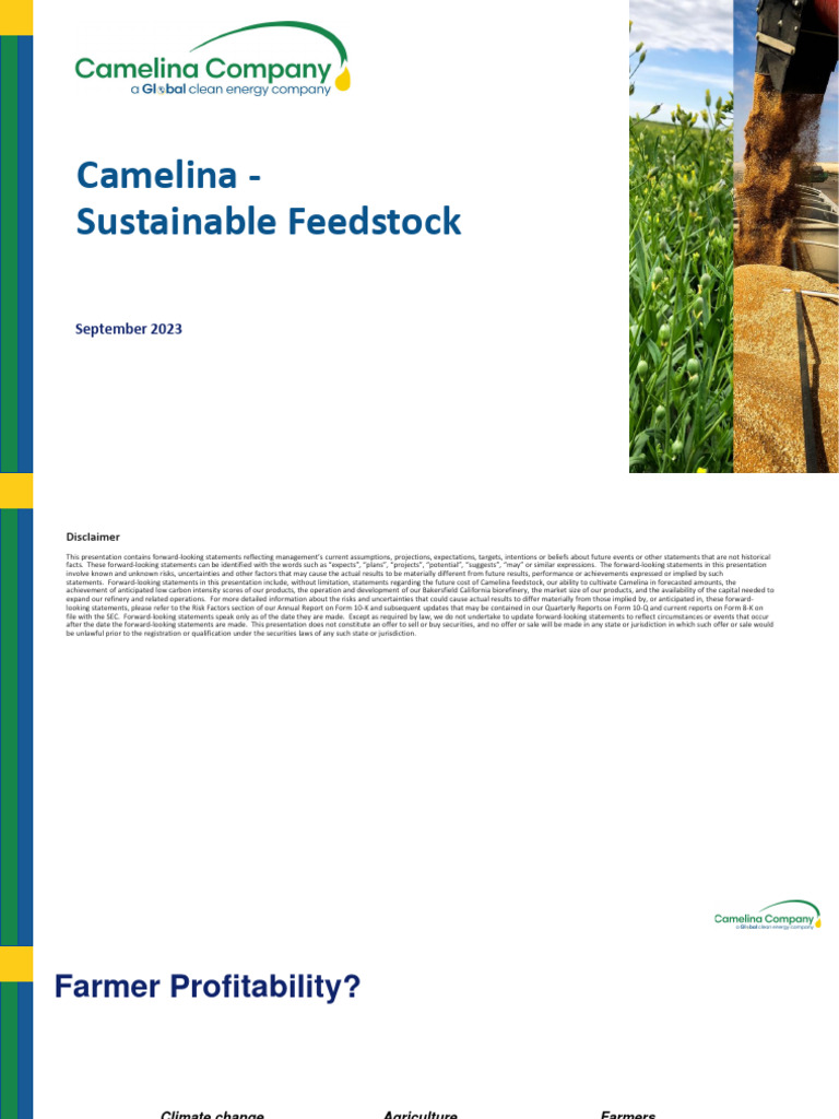 Camelina Sustainable Feedstock June 2023 Vfinal | PDF | Agriculture | Soil