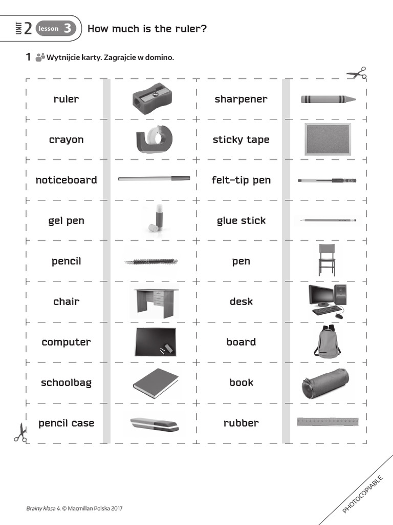 School Supplies Vocabulary Game | PDF