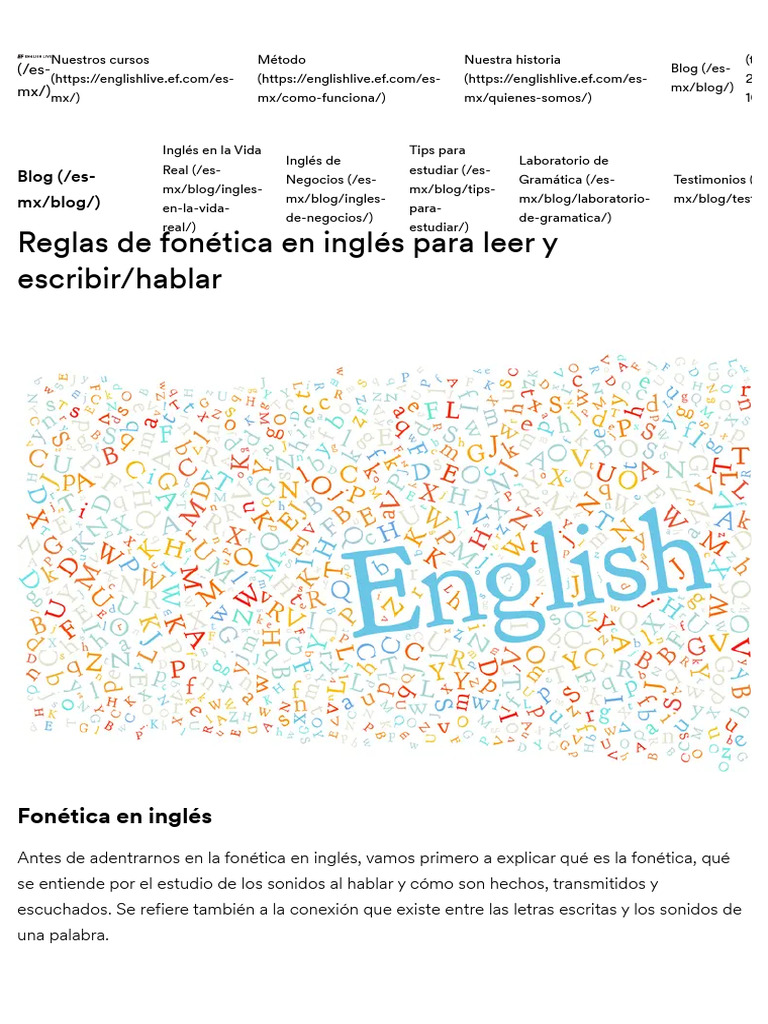 Reglas De Fonética En Inglés Para Leer Y Escribir Hablar Ef English