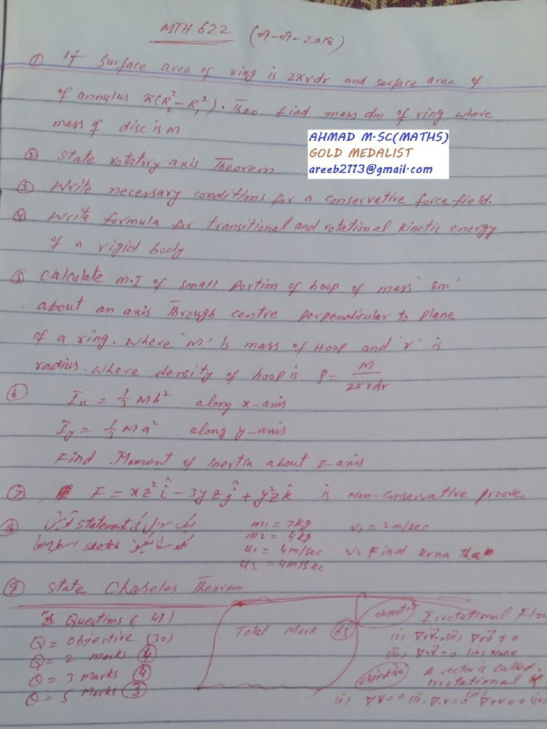 mth622 Mid Subjective Paper | PDF