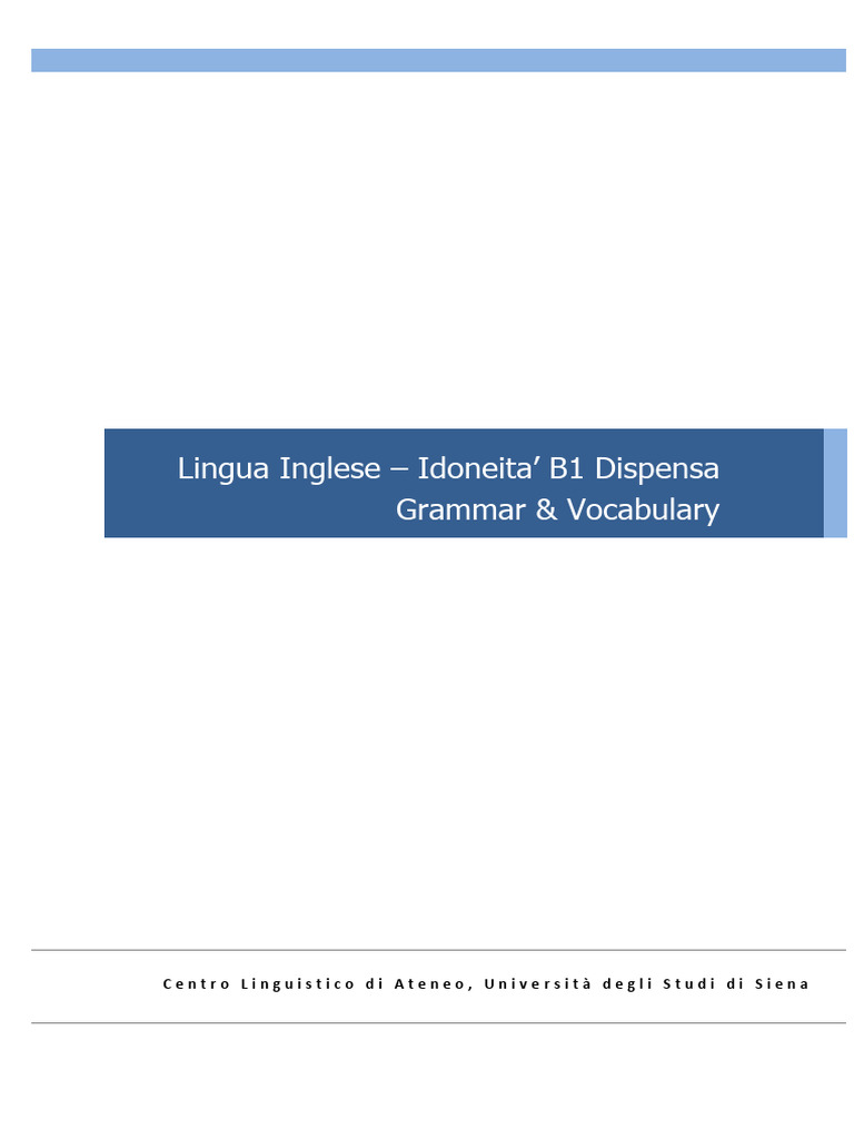2022_B1-Dispensa_Grammar and Vocabulary activities | PDF | Linguistic Typology | Syntax
