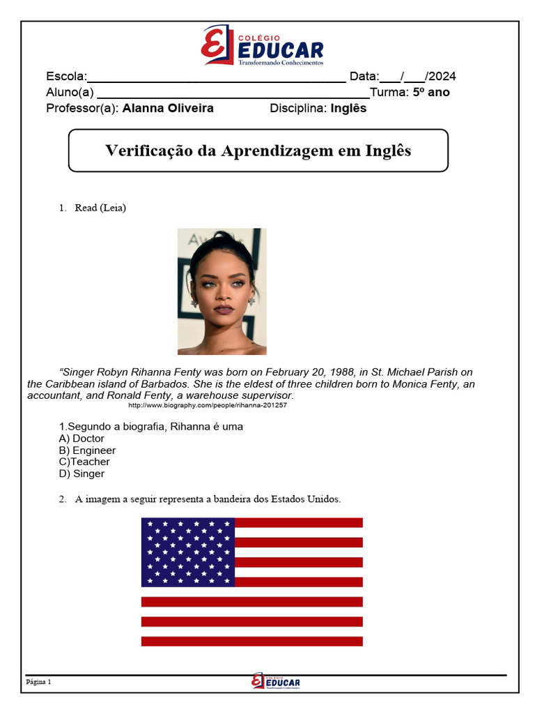 Inglês - 5 Ano | PDF