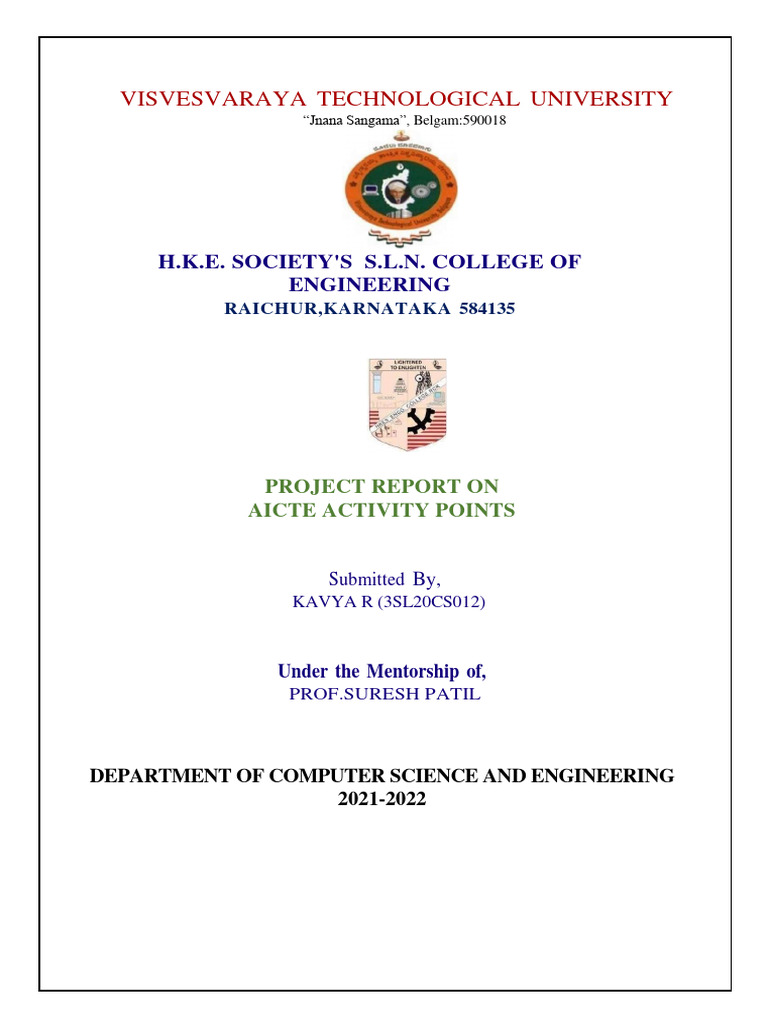 Visvesvaraya Technological University: H.K.E. Society'S S.L.N. College of Engineering | PDF ...
