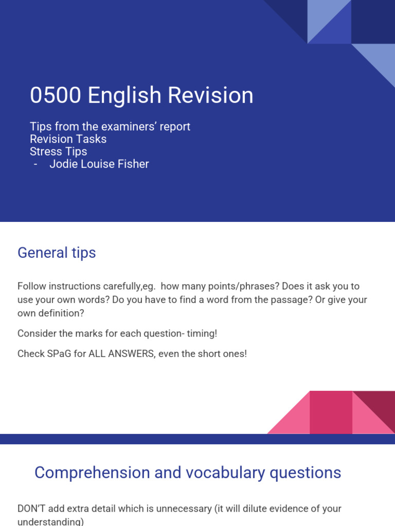 English Language Revision by Jodie Fisher | PDF | Narration | Word