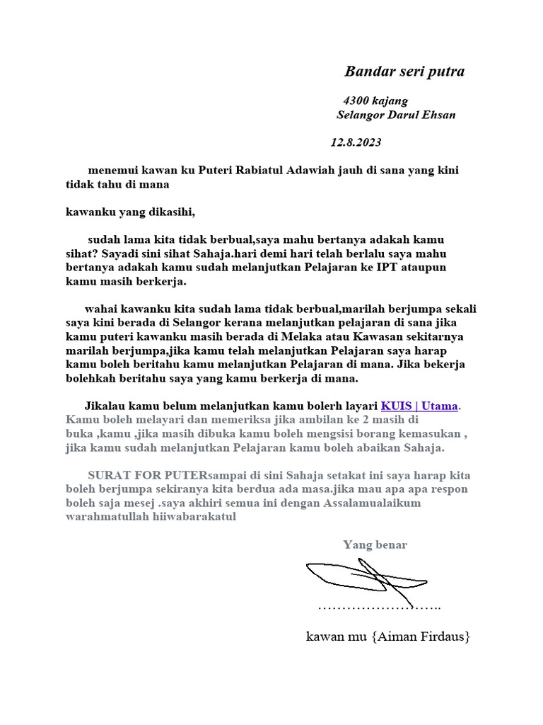 Surat Untuk Puteri | PDF
